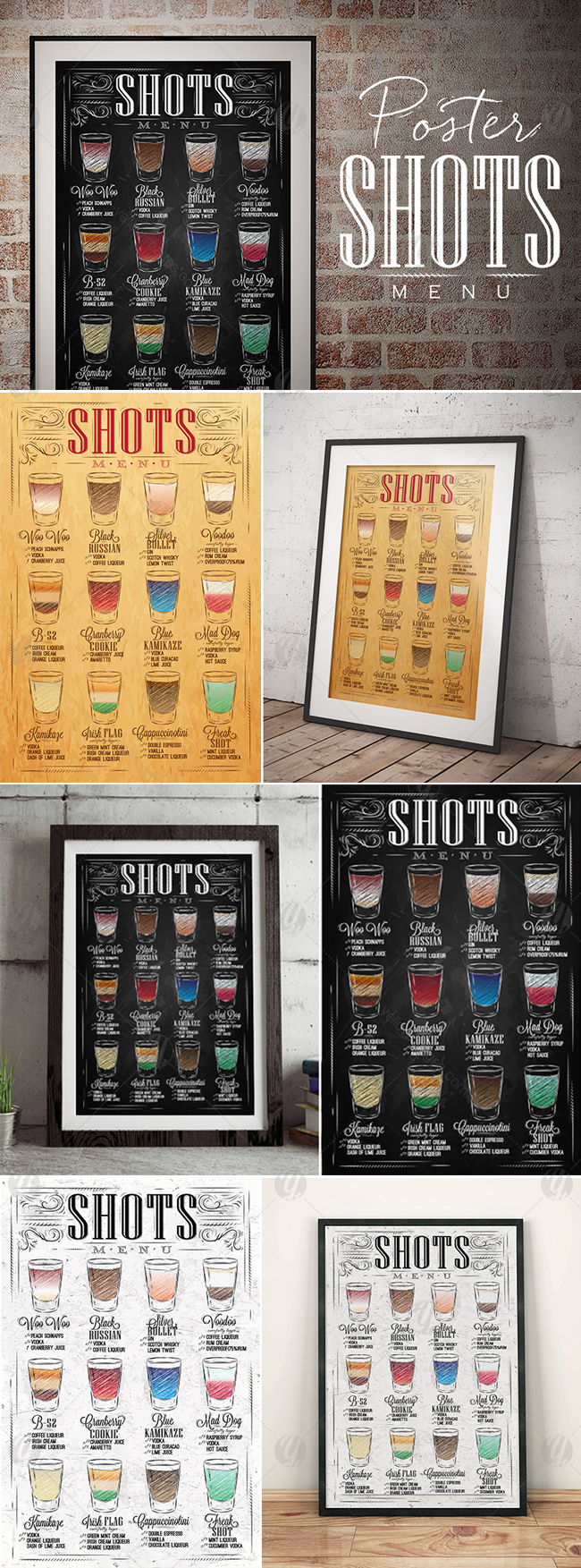 Poster Shots Menu on Yellow Images Creative Store