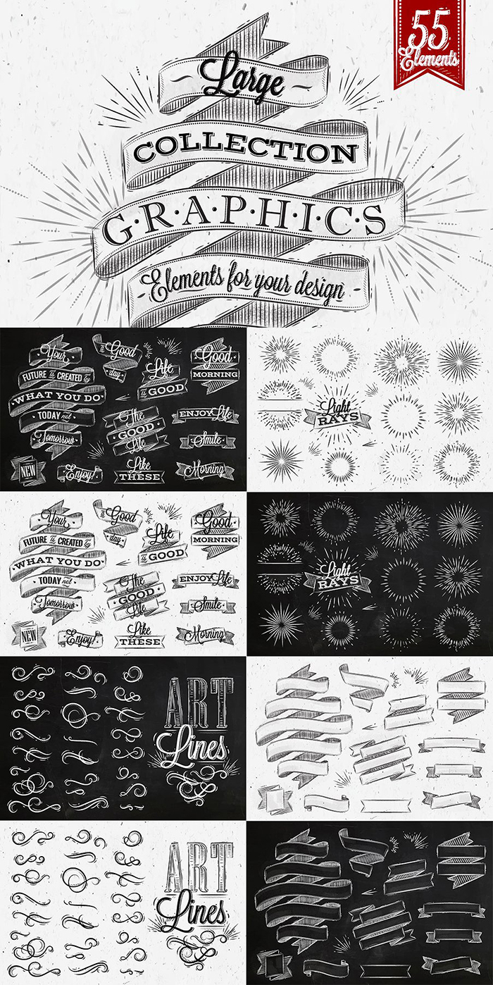 Vintage Graphics on Yellow Images Creative Store