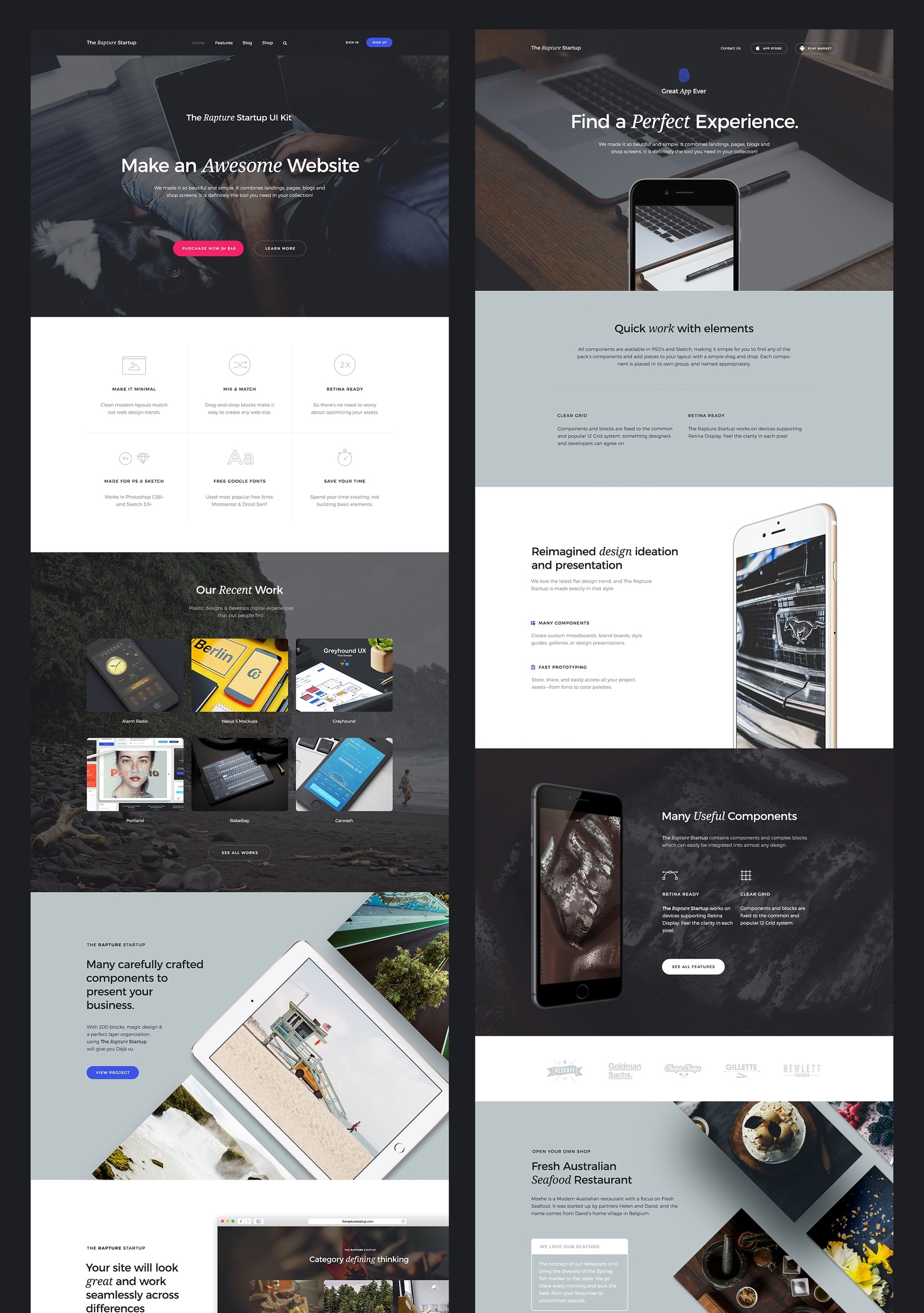 The Rapture Startup UI Kit on Yellow Images Creative Store
