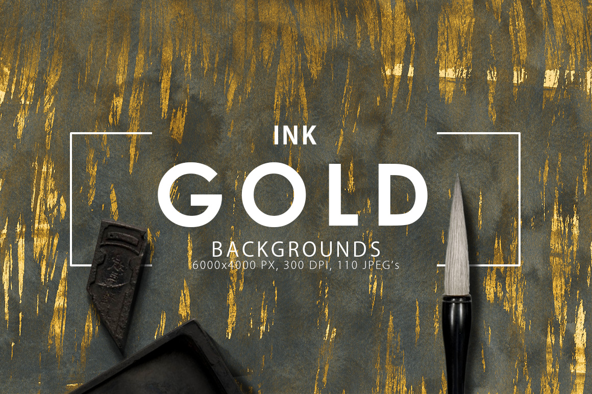 Gold Ink Backgrounds on Yellow Images Creative Store