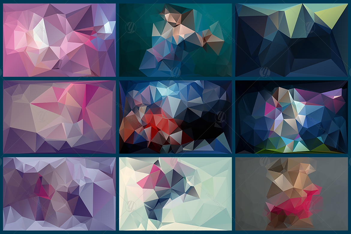 Polygon Abstract Backgrounds V3 on Yellow Images Creative Store