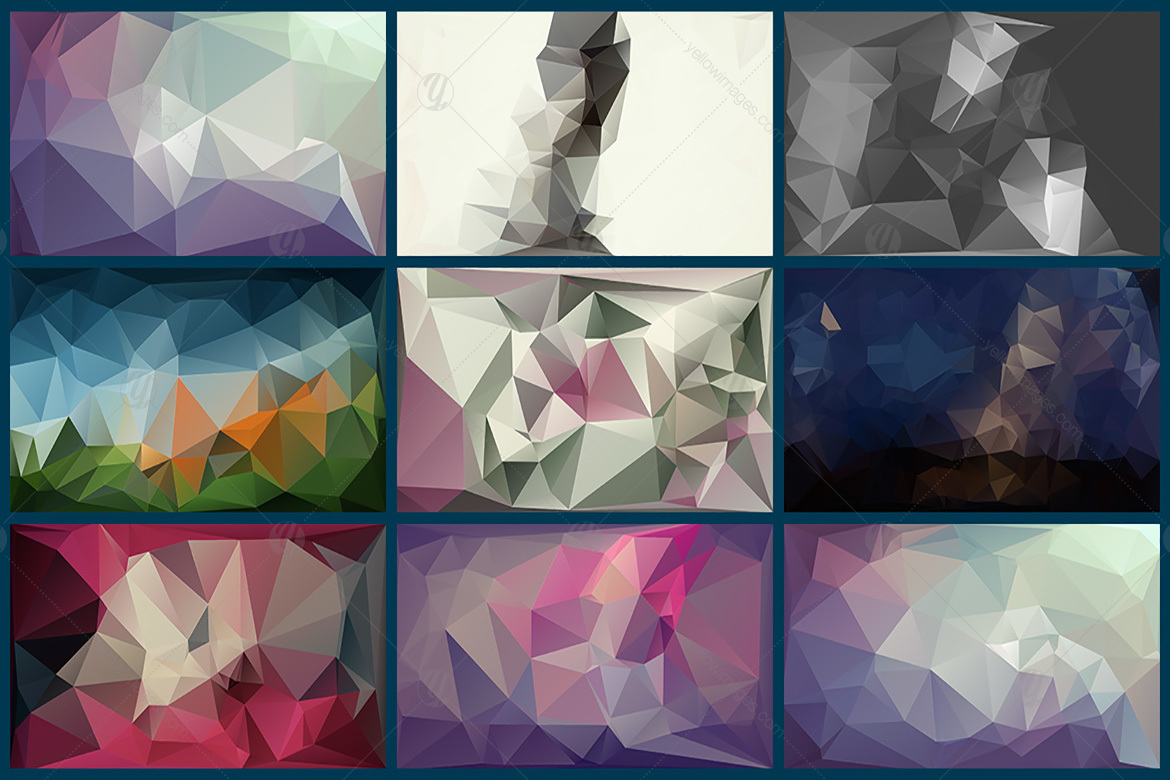 Polygon Abstract Backgrounds V14 on Yellow Images Creative Store