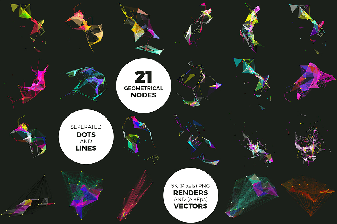 43 Abstract Geometrical Nodes on Yellow Images Creative Store