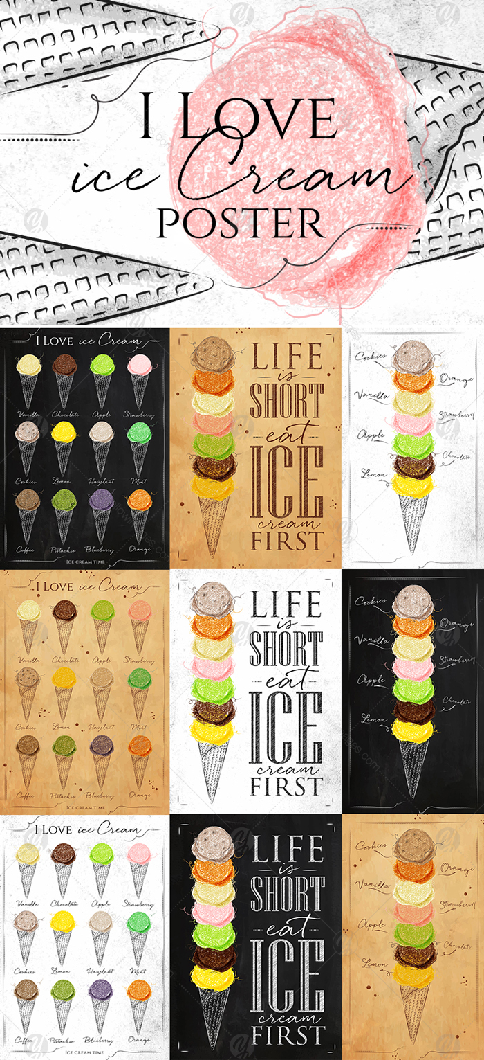 Ice Cream Poster on Yellow Images Creative Store
