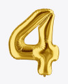 Number 4 Foil Balloon Mockup - Free Download Images High Quality PNG, JPG