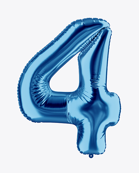 Number 4 Foil Balloon Mockup - Free Download Images High Quality PNG, JPG
