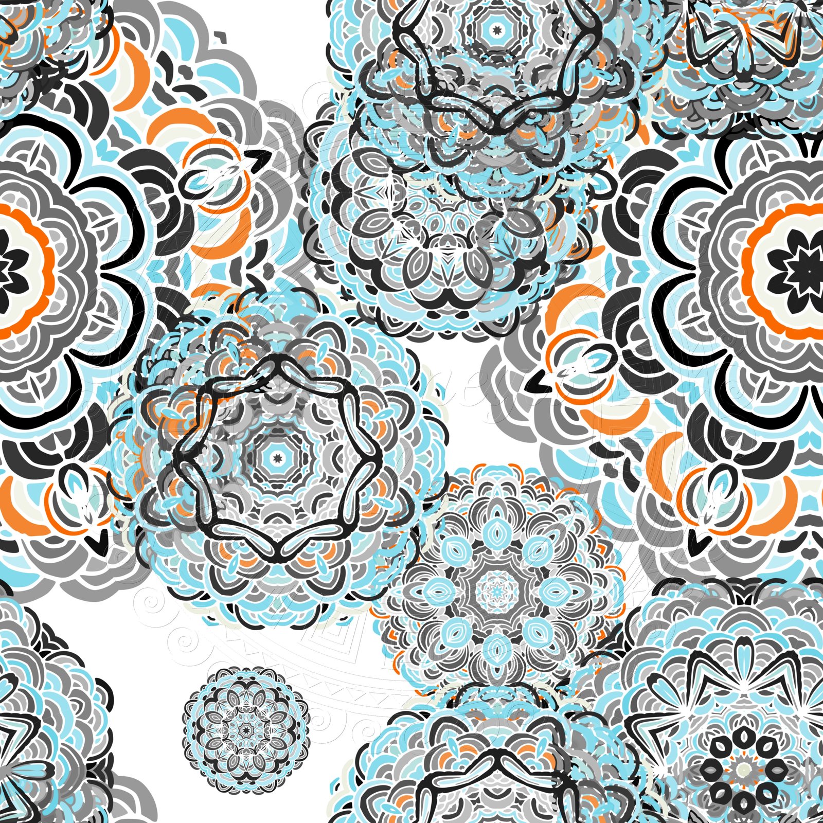 Hand-drawn mandalas set on Yellow Images Creative Store