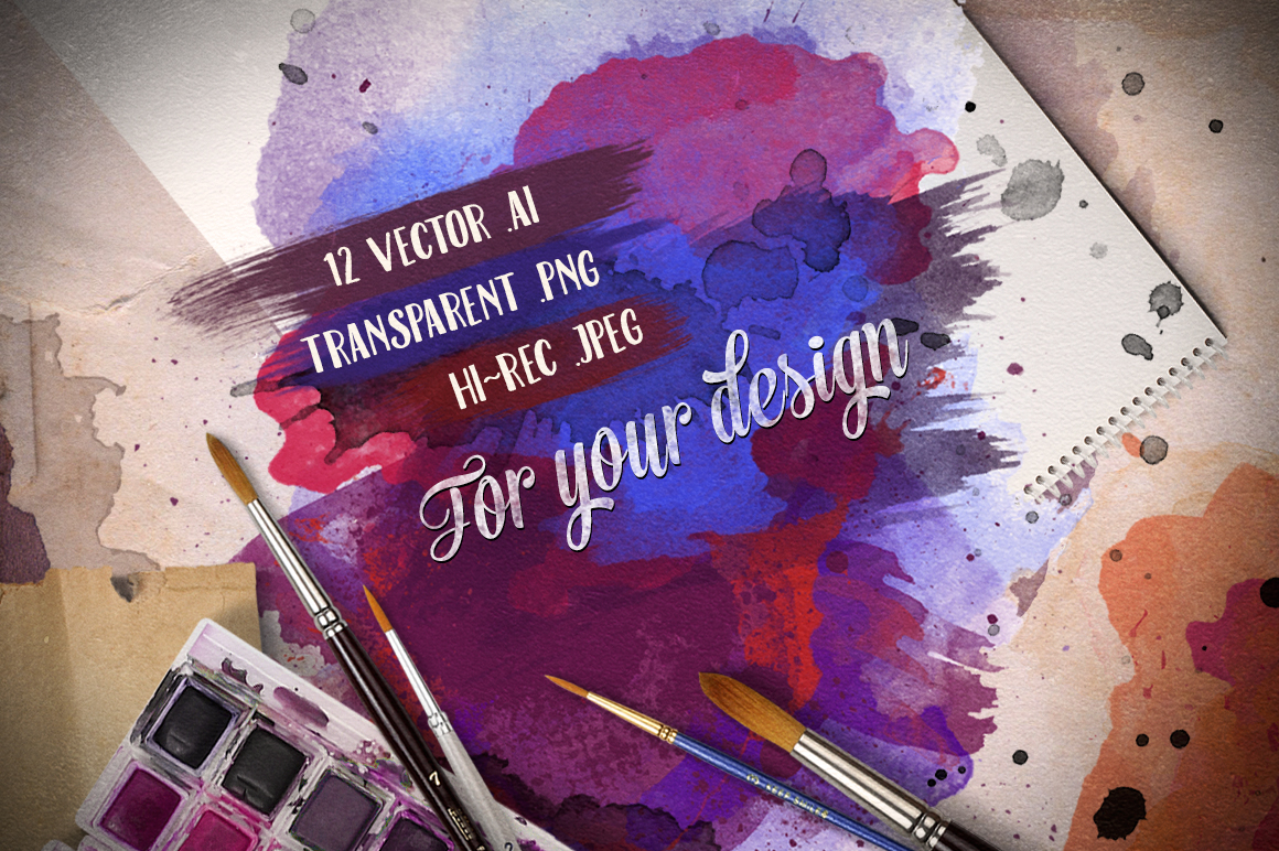 12 Watercolor Washes on Yellow Images Creative Store