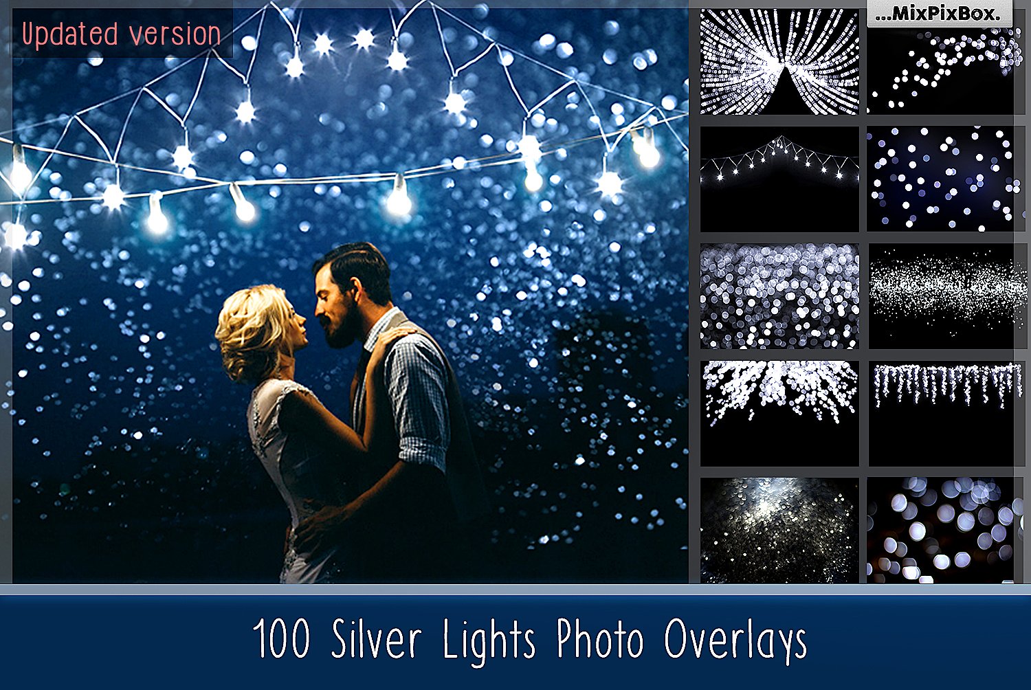 100 Silver Lights Photo Overlays on Yellow Images Creative Store