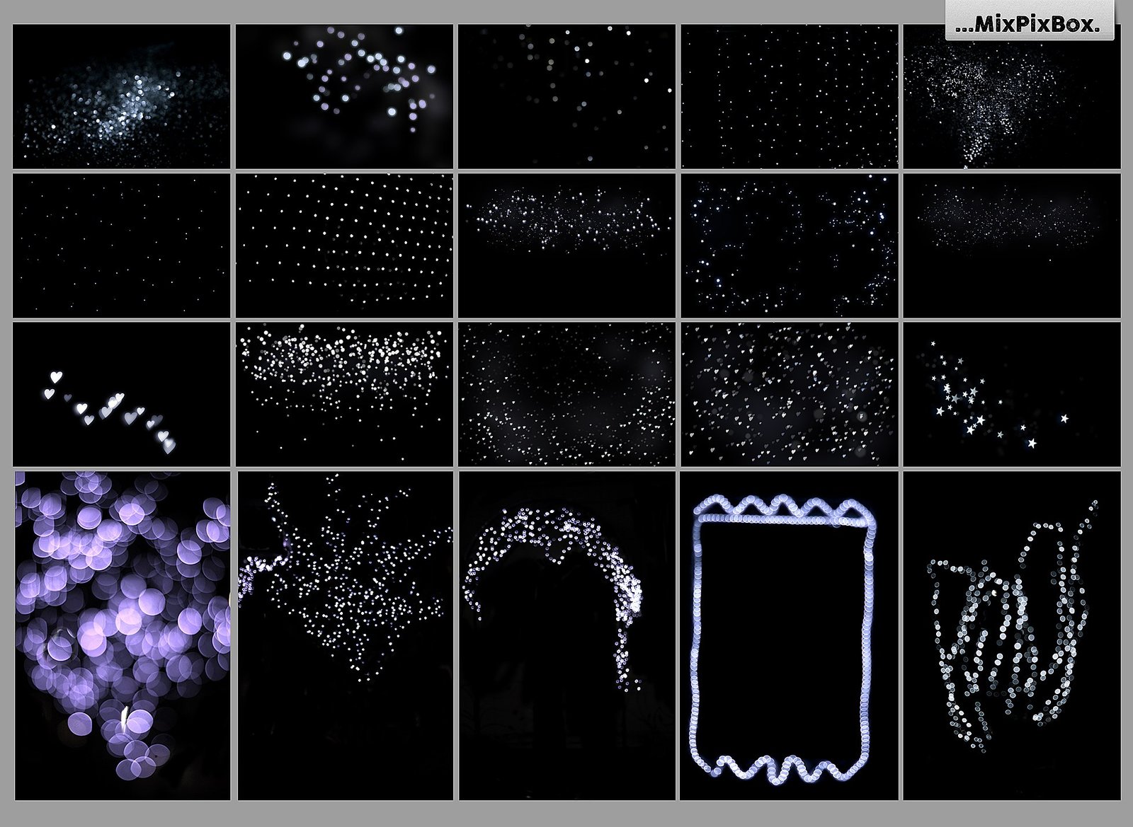 100 Silver Lights Photo Overlays on Yellow Images Creative Store