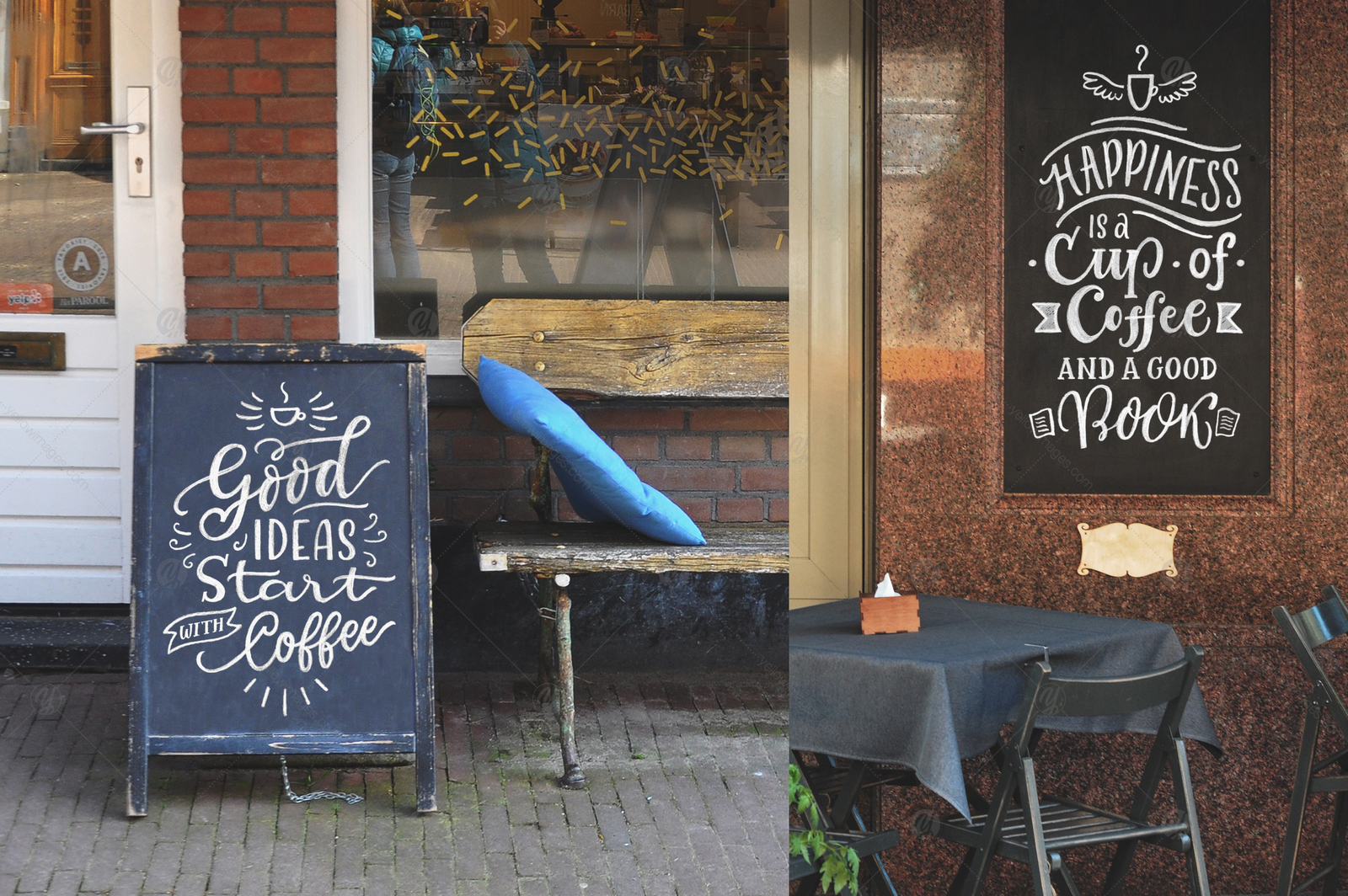 Coffee Chalk Letterings on Yellow Images Creative Store