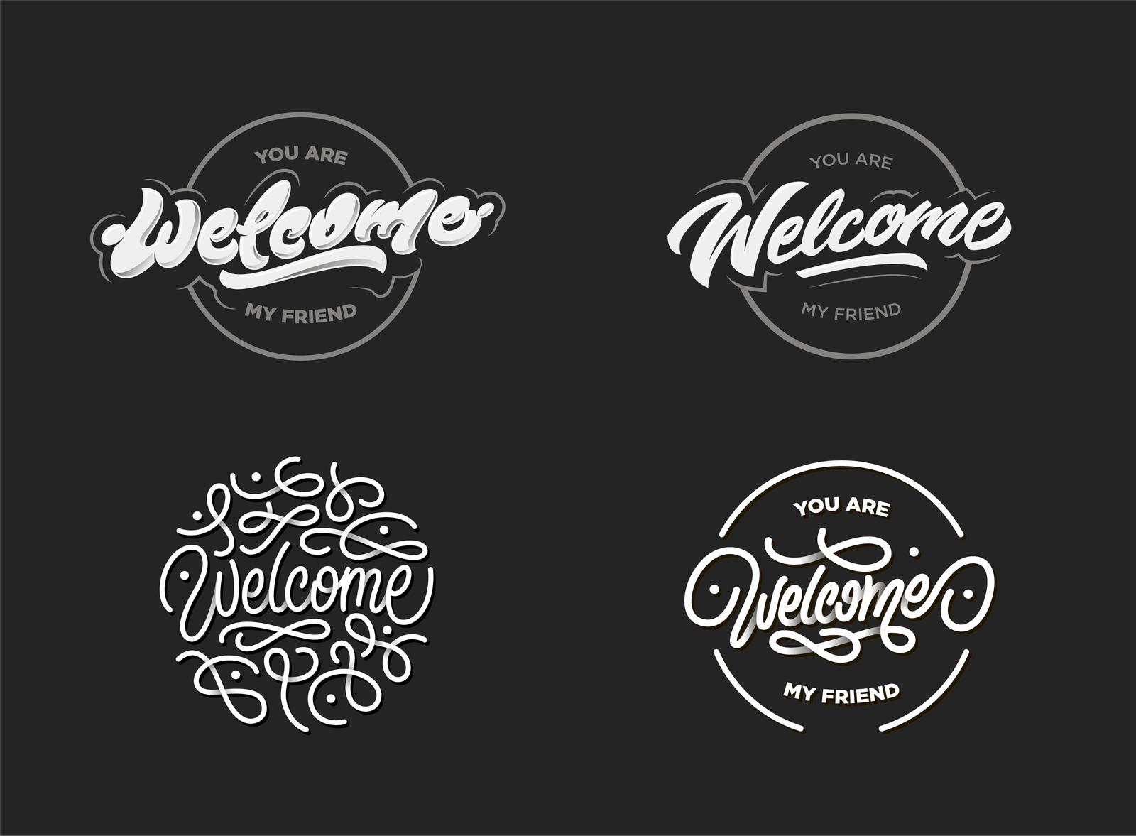 Welcome lettering bundle on Yellow Images Creative Store