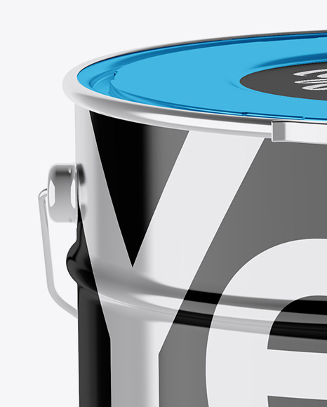 Metallic Paint Bucket Mockup - High-Angle Shot on Yellow Images Object ...