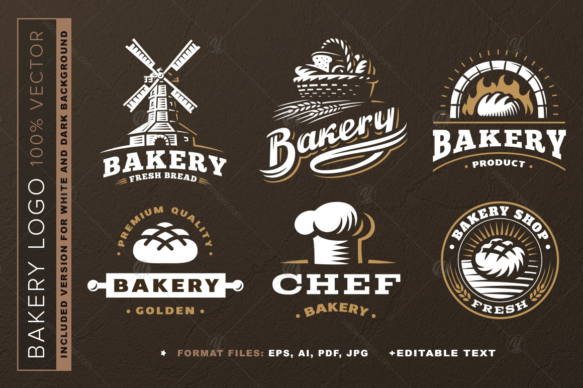 Bakery Logo Set On Yellow Images Creative Store