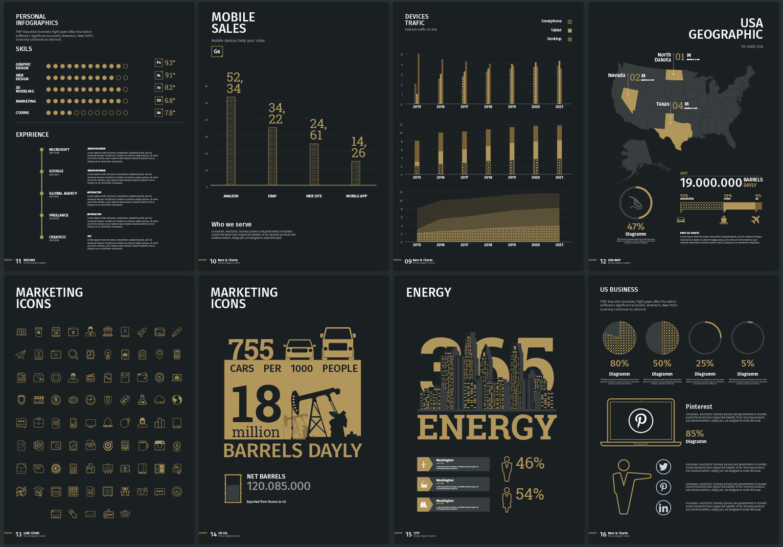 Business infographics kit on Yellow Images Creative Store