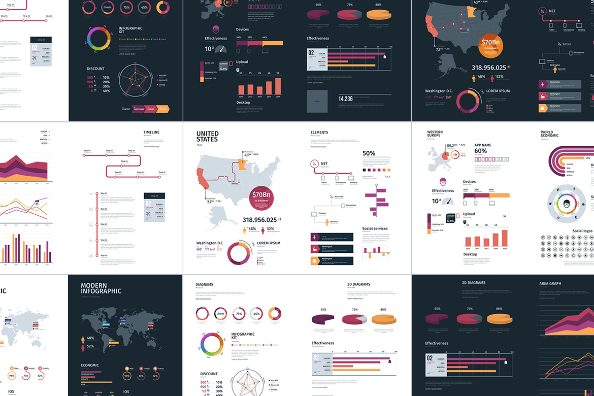 Modern infographics vol.1 on Yellow Images Creative Store