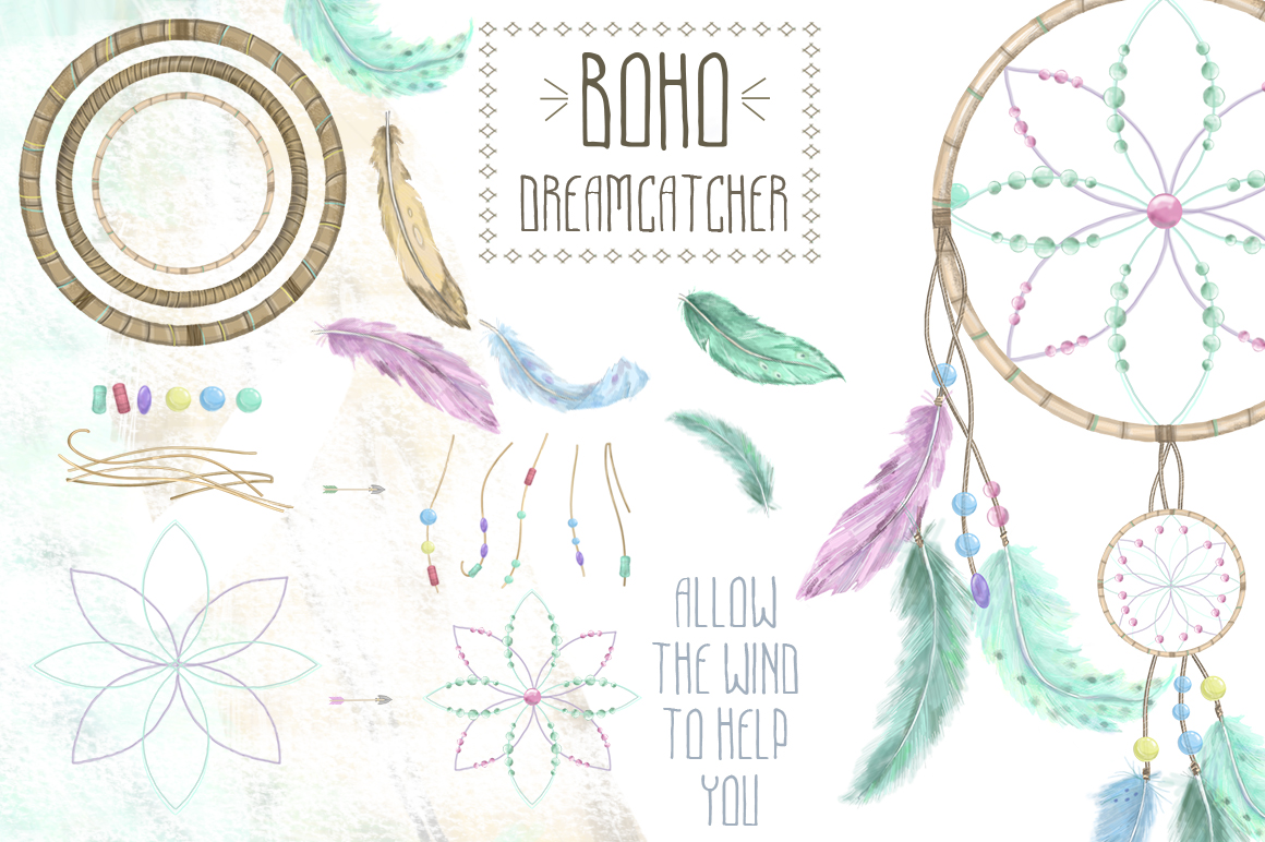 Dreamcatcher Tribal Set on Yellow Images Creative Store