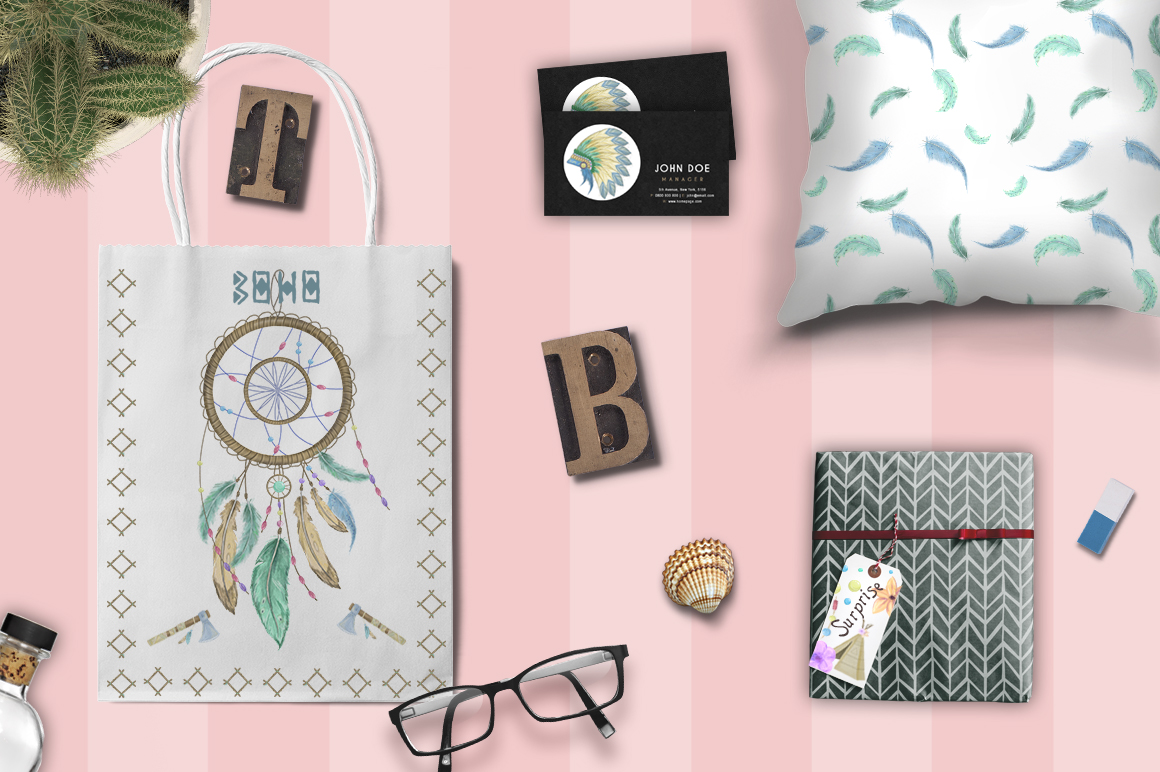 Dreamcatcher Tribal Set on Yellow Images Creative Store