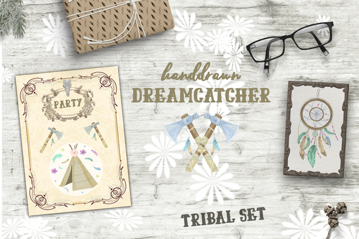 Dreamcatcher Tribal Set on Yellow Images Creative Store