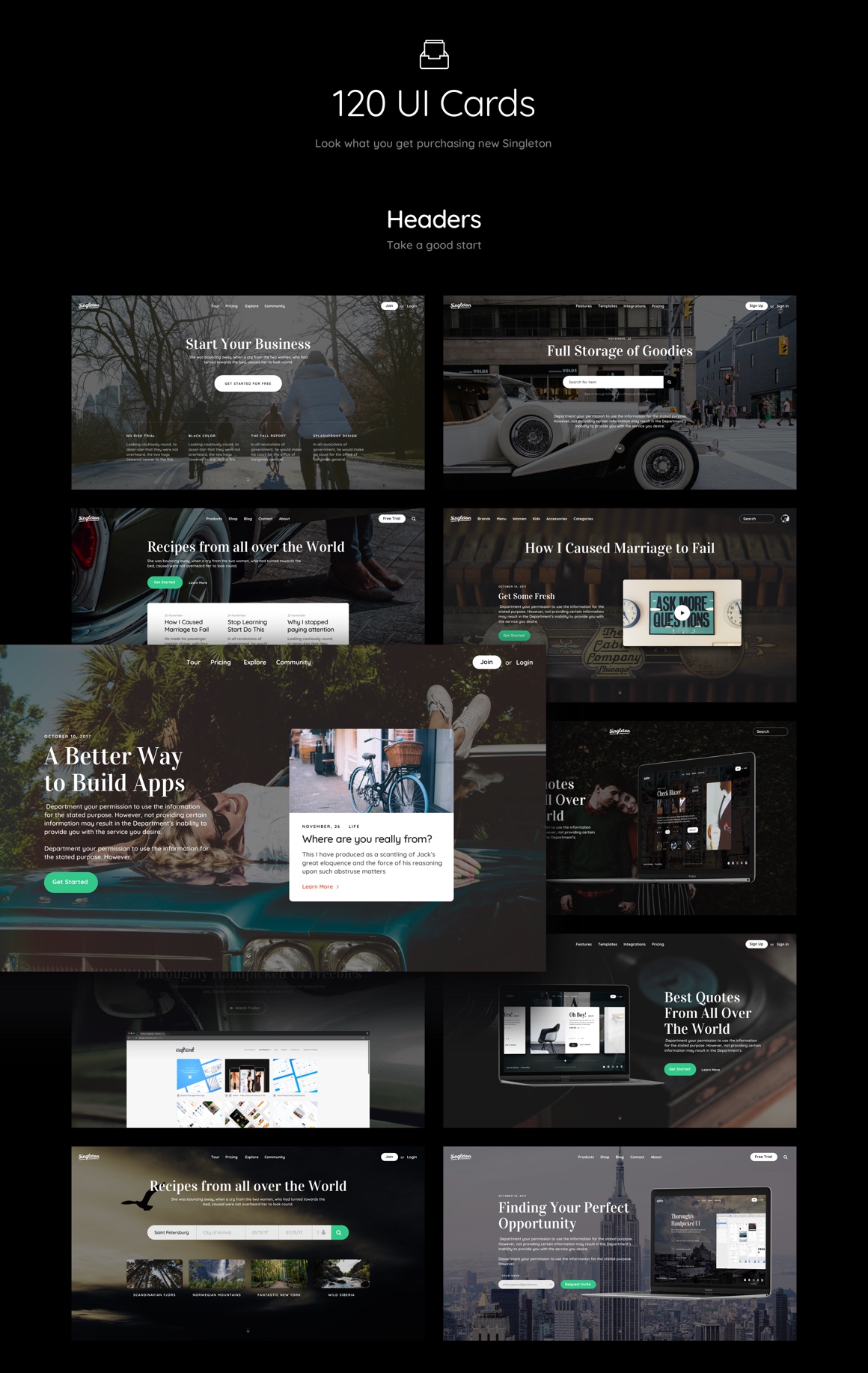 Singleton 2 [120 High Quality Cards for Landings] on Yellow Images Creative Store