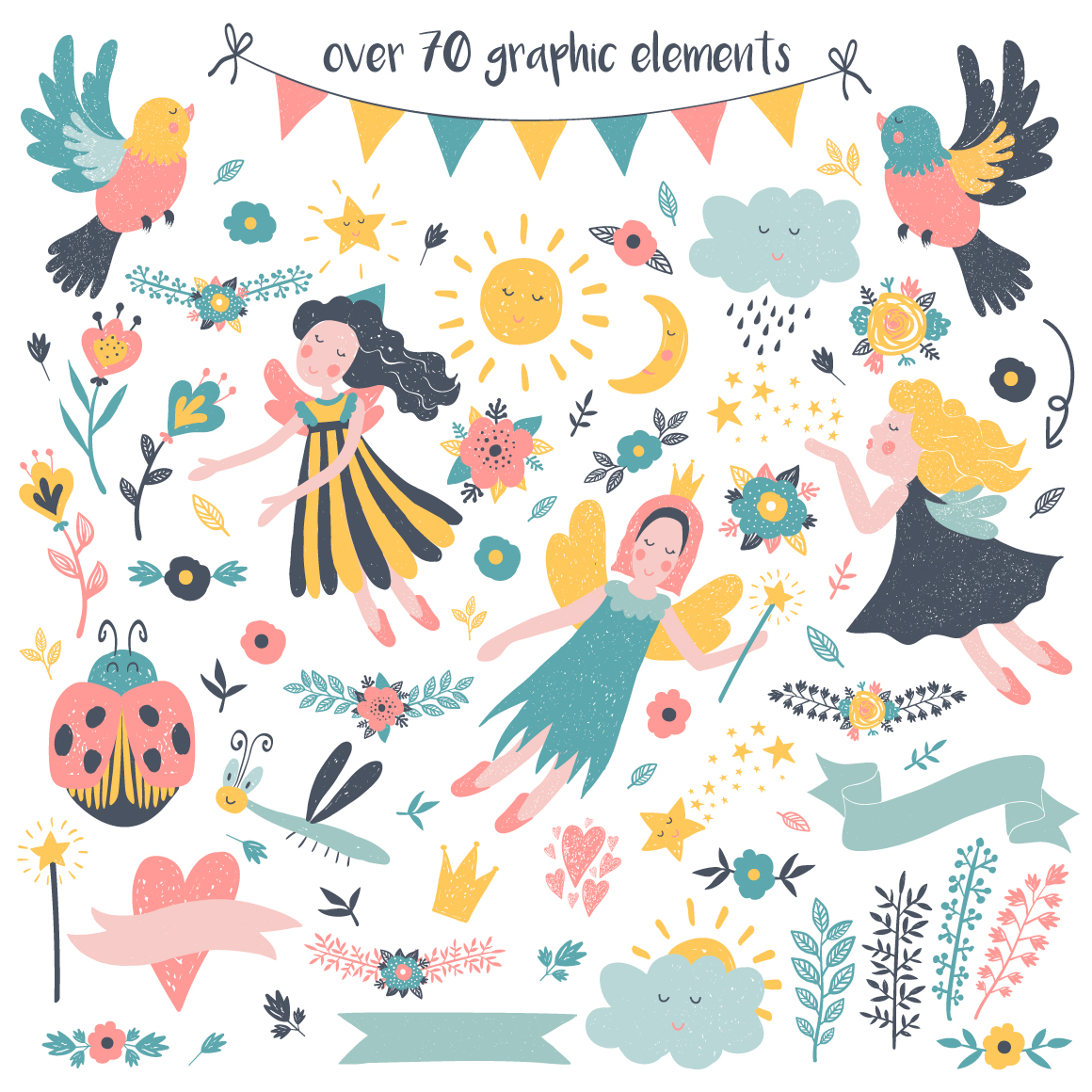 Hello Little Fairy on Yellow Images Creative Store