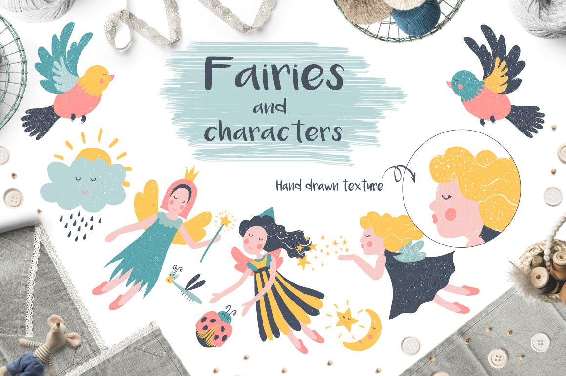 Hello Little Fairy on Yellow Images Creative Store