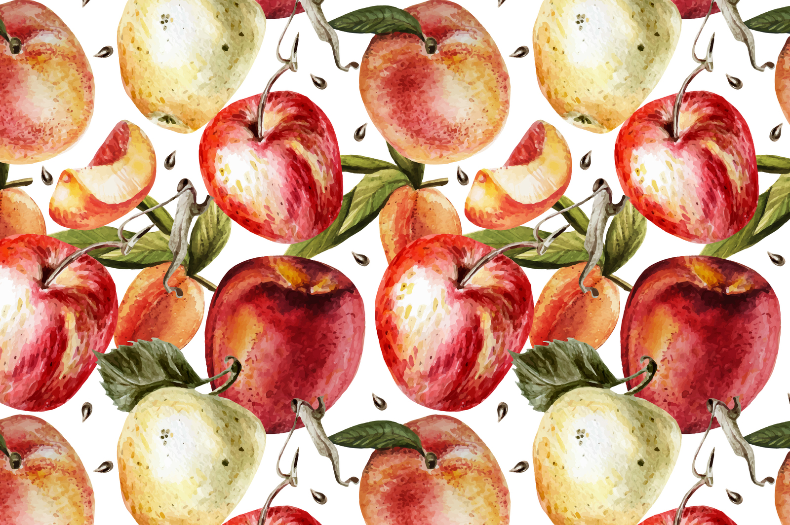 Hand Drawn Watercolor PEACH on Yellow Images Creative Store