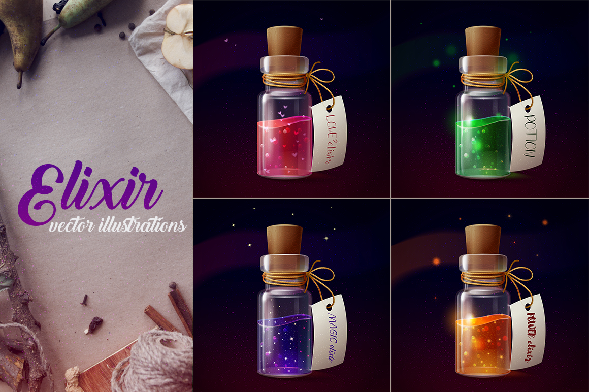 Elixir vector illustrations on Yellow Images Creative Store