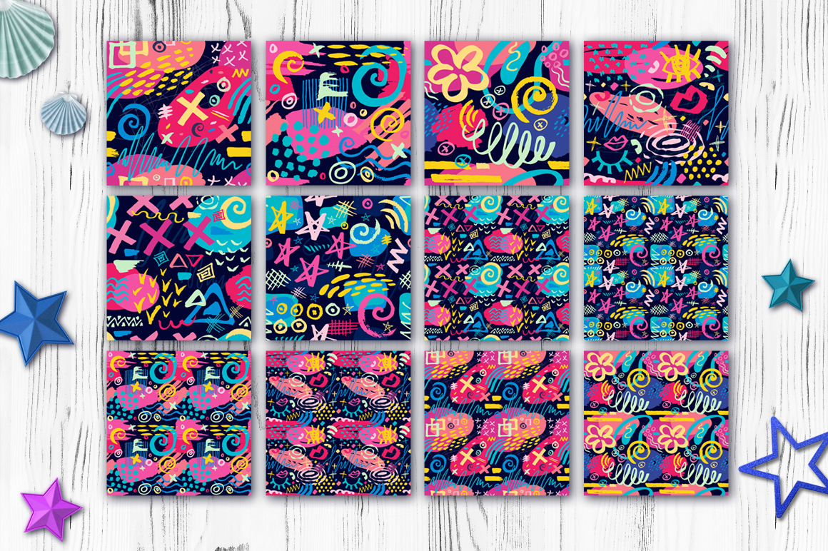 Trendy Art Seamless Patterns on Yellow Images Creative Store