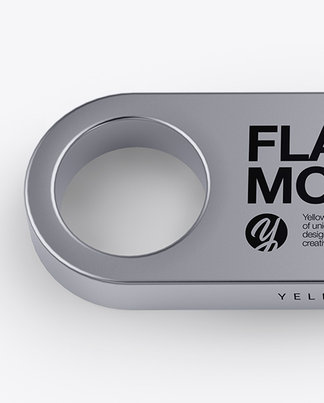 Aluminium Flash Drive Mockup - Side View (High-Angle Shot) on Yellow ...