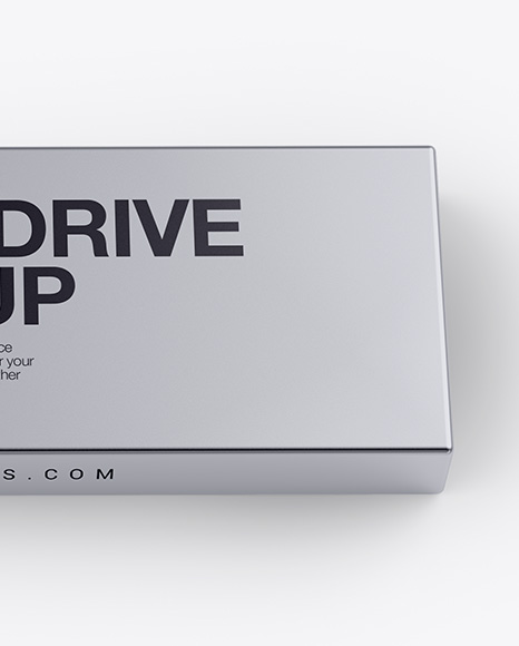 Aluminium Flash Drive Mockup - Side View (High-Angle Shot) on Yellow ...