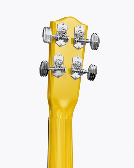 Ukulele Mockup - Back Half Side View on Yellow Images Object Mockups