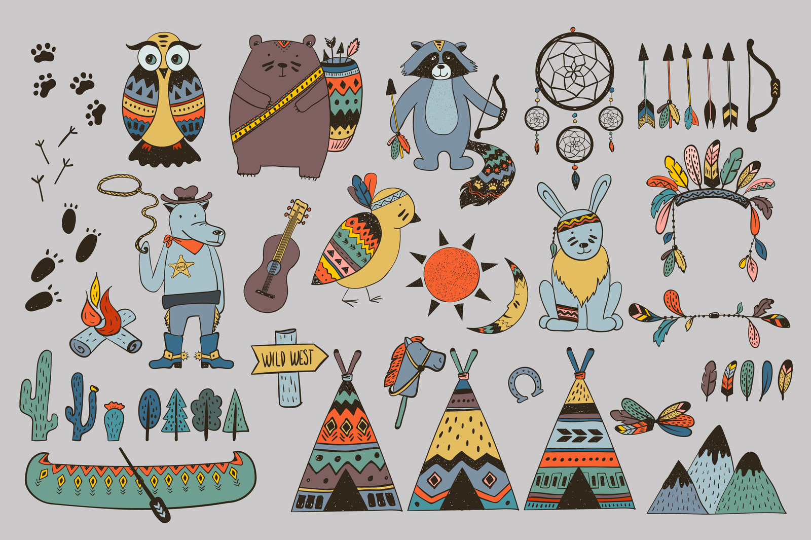 Wild West graphic collection on Yellow Images Creative Store