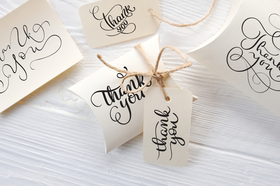 Thank You Calligraphy Lettering Collection on Yellow Images Creative Store