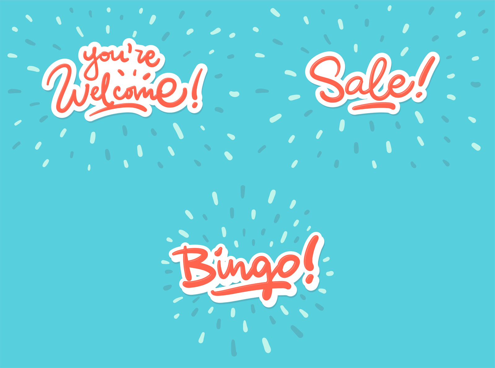 Bingo, Sale, New & Welcome lettering bundle on Yellow Images Creative Store