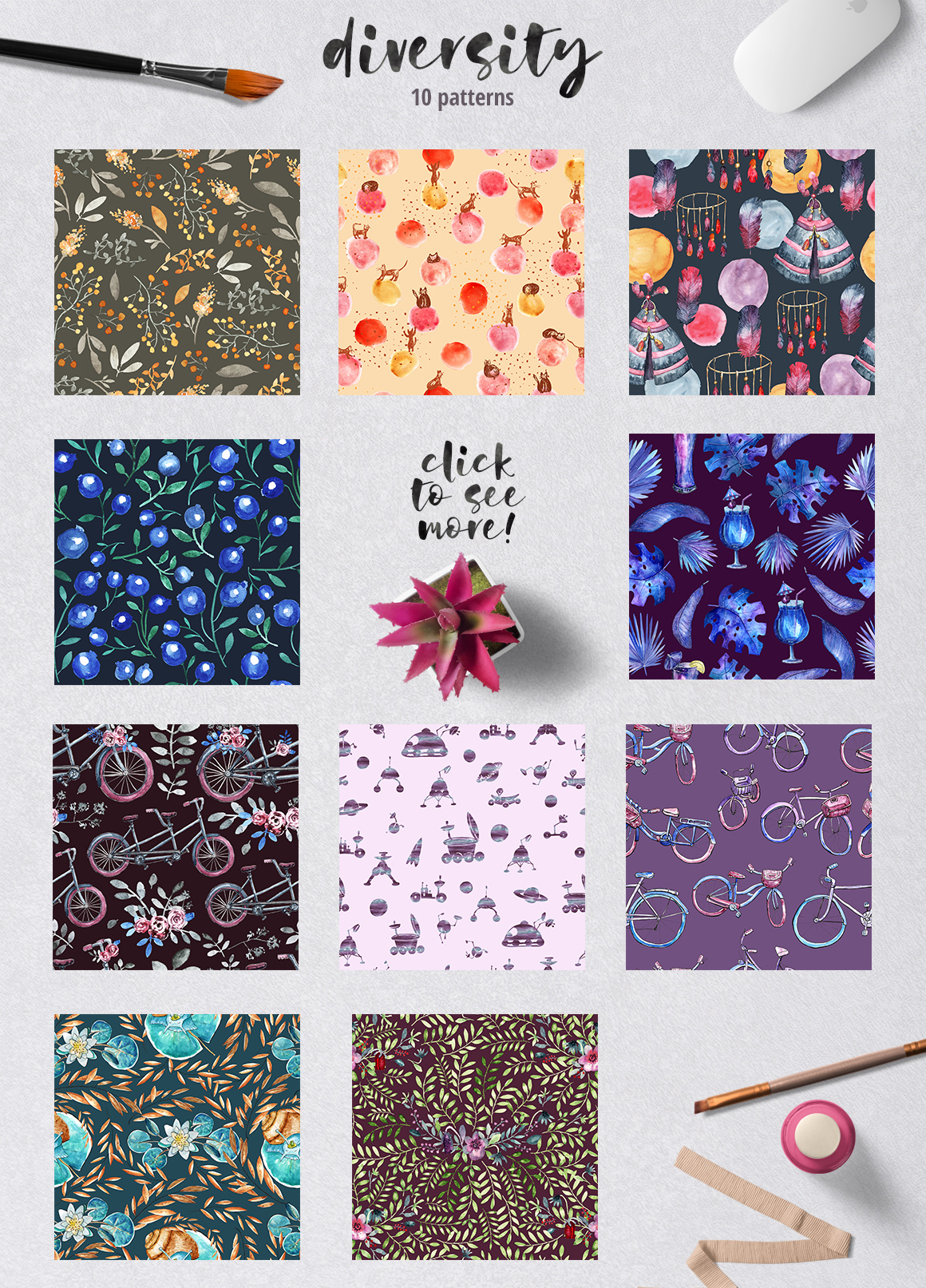 Diversity - pattern set on Yellow Images Creative Store