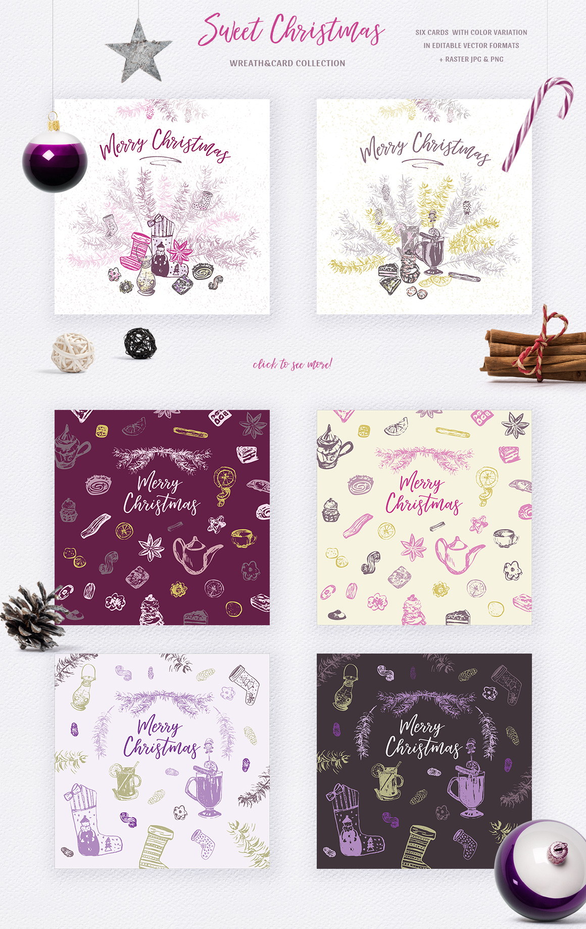 Sweet Christmas - vector collection on Yellow Images Creative Store