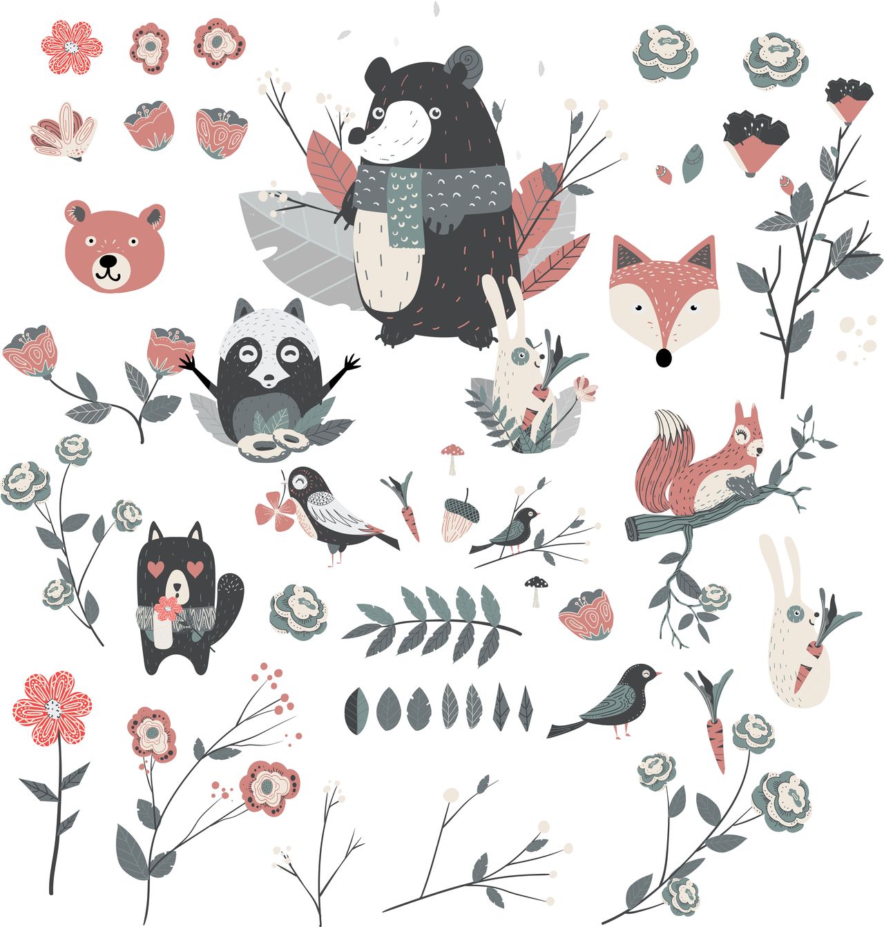 Cute Scandinavian Characters Set on Yellow Images Creative Store