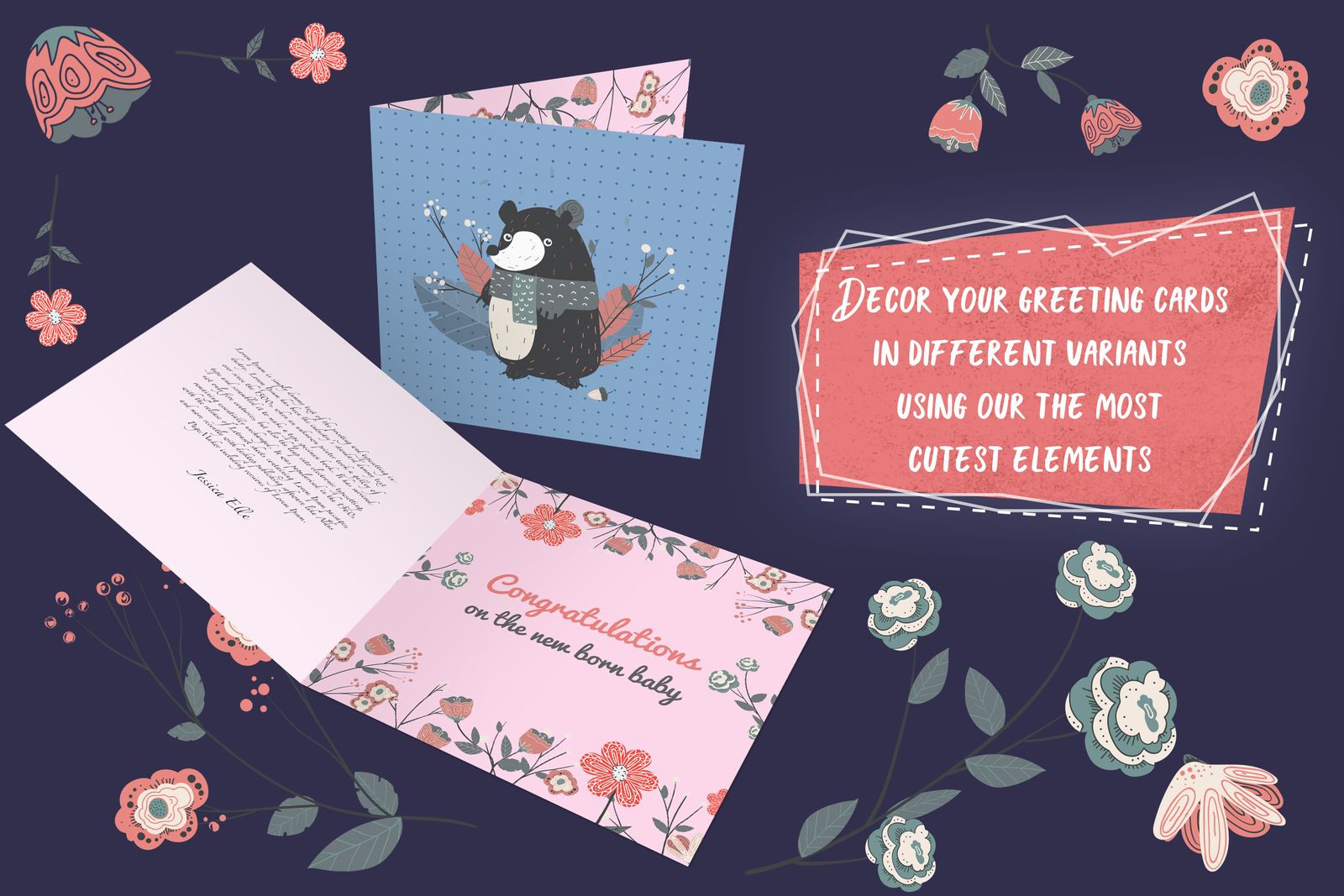 Cute Scandinavian Characters Set on Yellow Images Creative Store