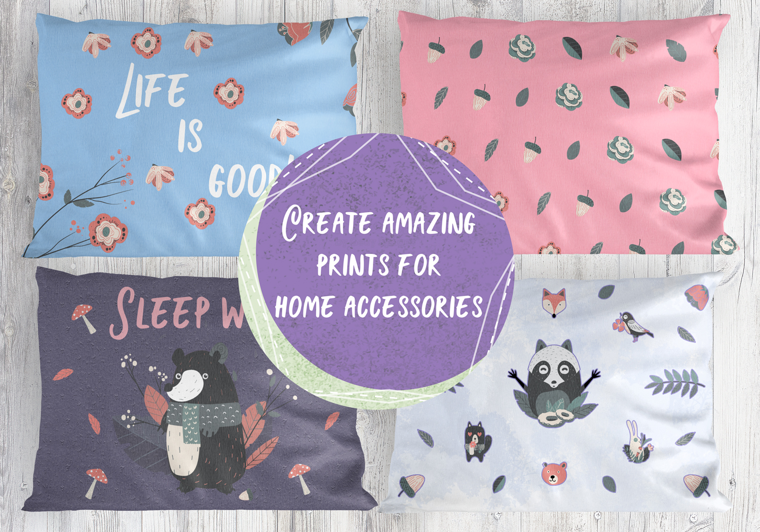 Cute Scandinavian Characters Set on Yellow Images Creative Store