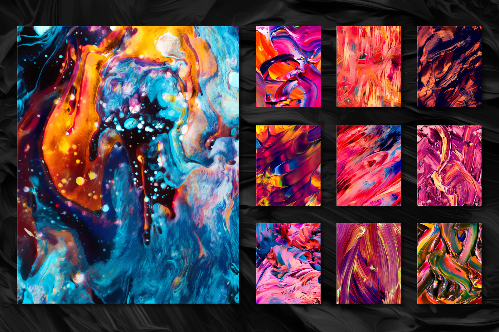 Flow Bundle: 300 Fluid Abstract Paintings on Yellow Images Creative Store