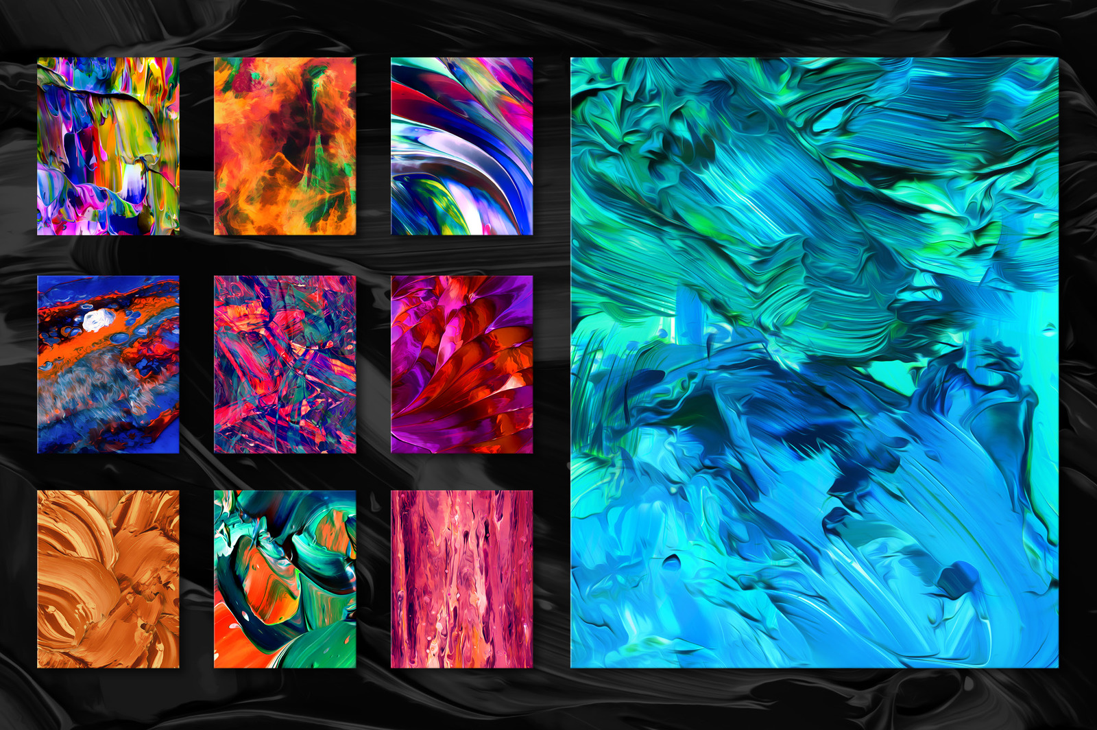 Flow Bundle: 300 Fluid Abstract Paintings on Yellow Images Creative Store
