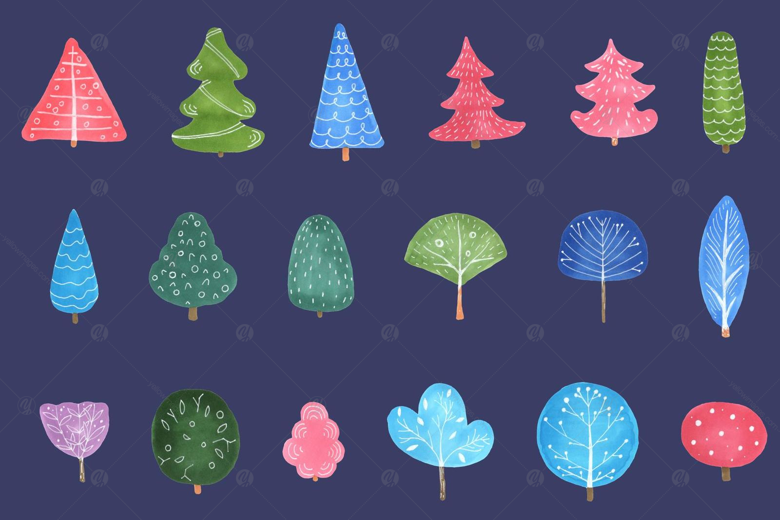 Fabulous Trees Marker Collection on Yellow Images Creative Store