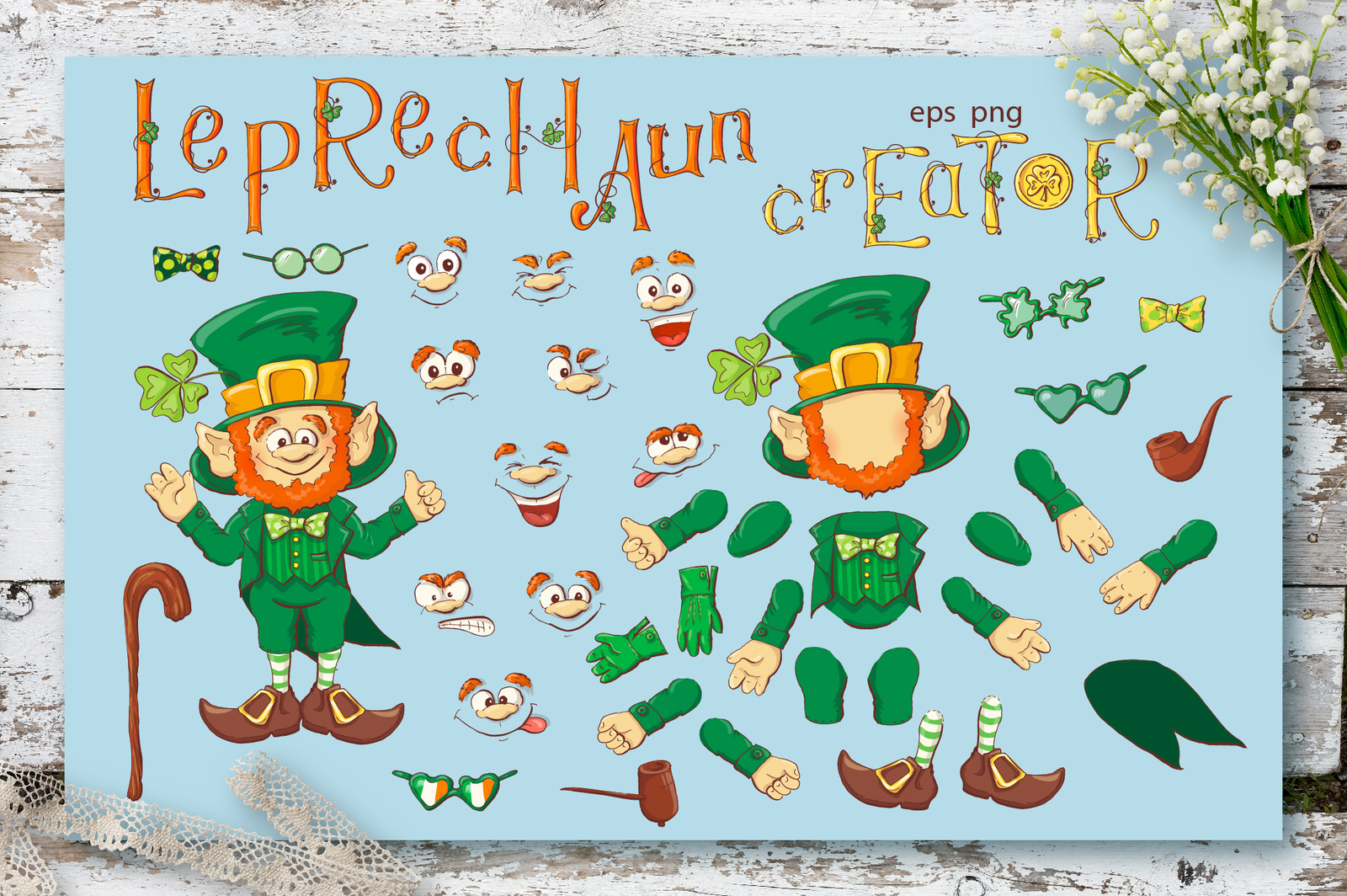 Leprechaun – St. Patrick’s Day Set on Yellow Images Creative Store