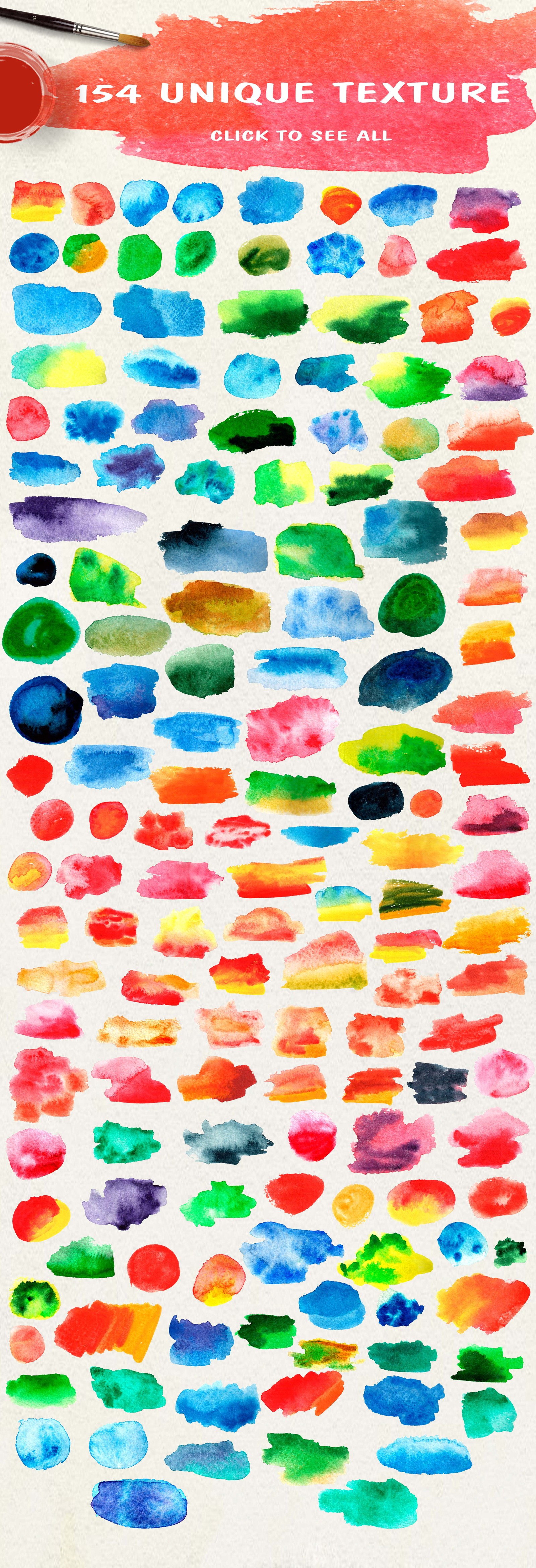 Watercolor Texture Pack on Yellow Images Creative Store