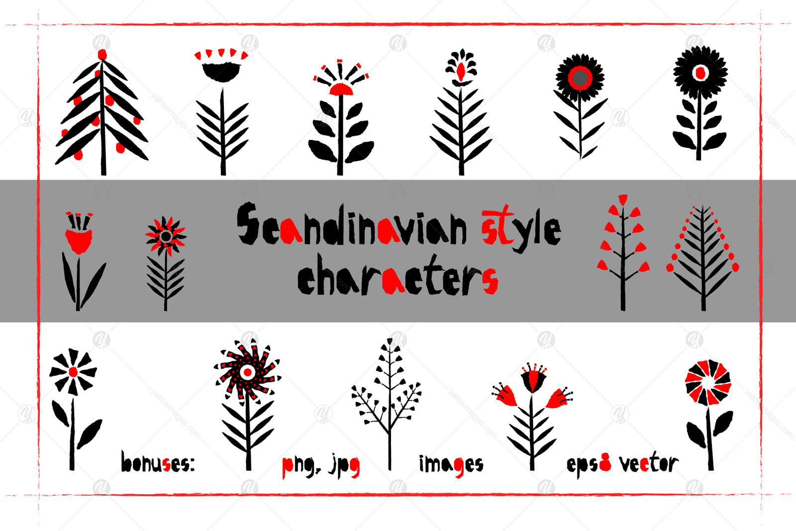 Red-and- Black OTF font. on Yellow Images Creative Store