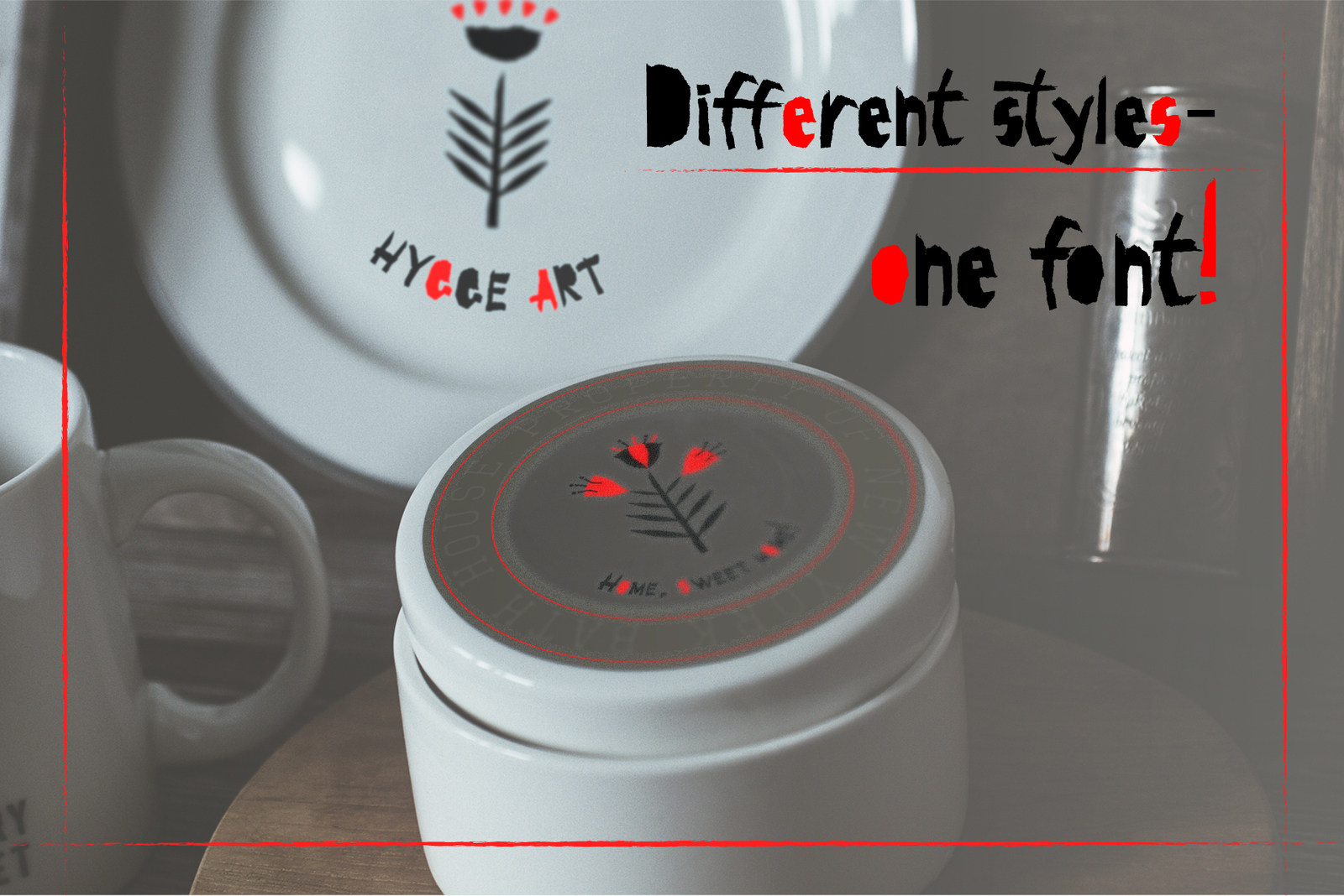 Red-and- Black OTF font. on Yellow Images Creative Store