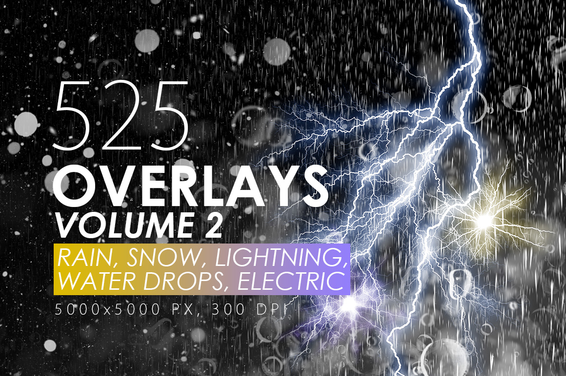 525 Rain, Snow, Lightning Overlays on Yellow Images Creative Store