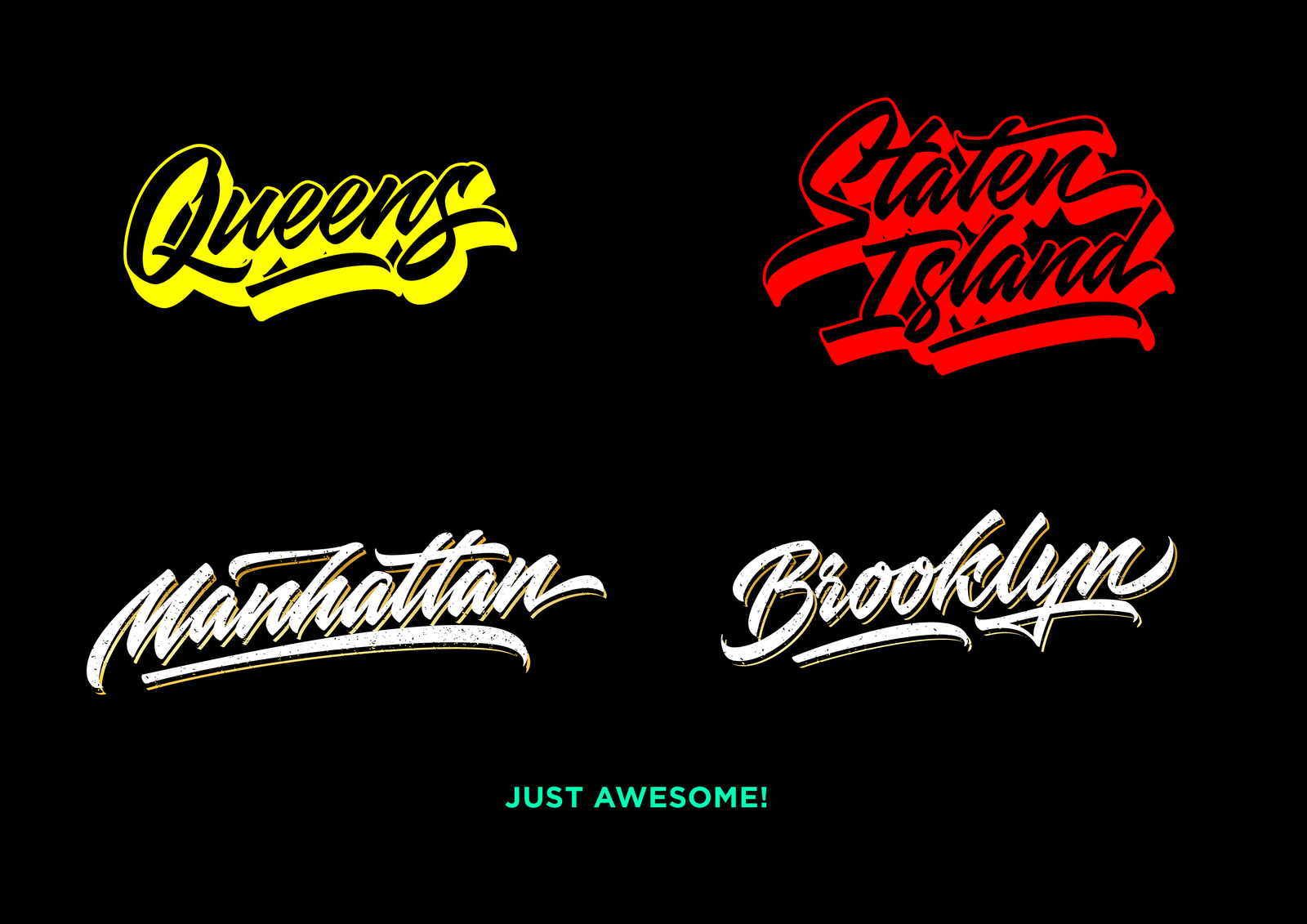 New York 5 Districts hand made lettering in original dynamic style ...