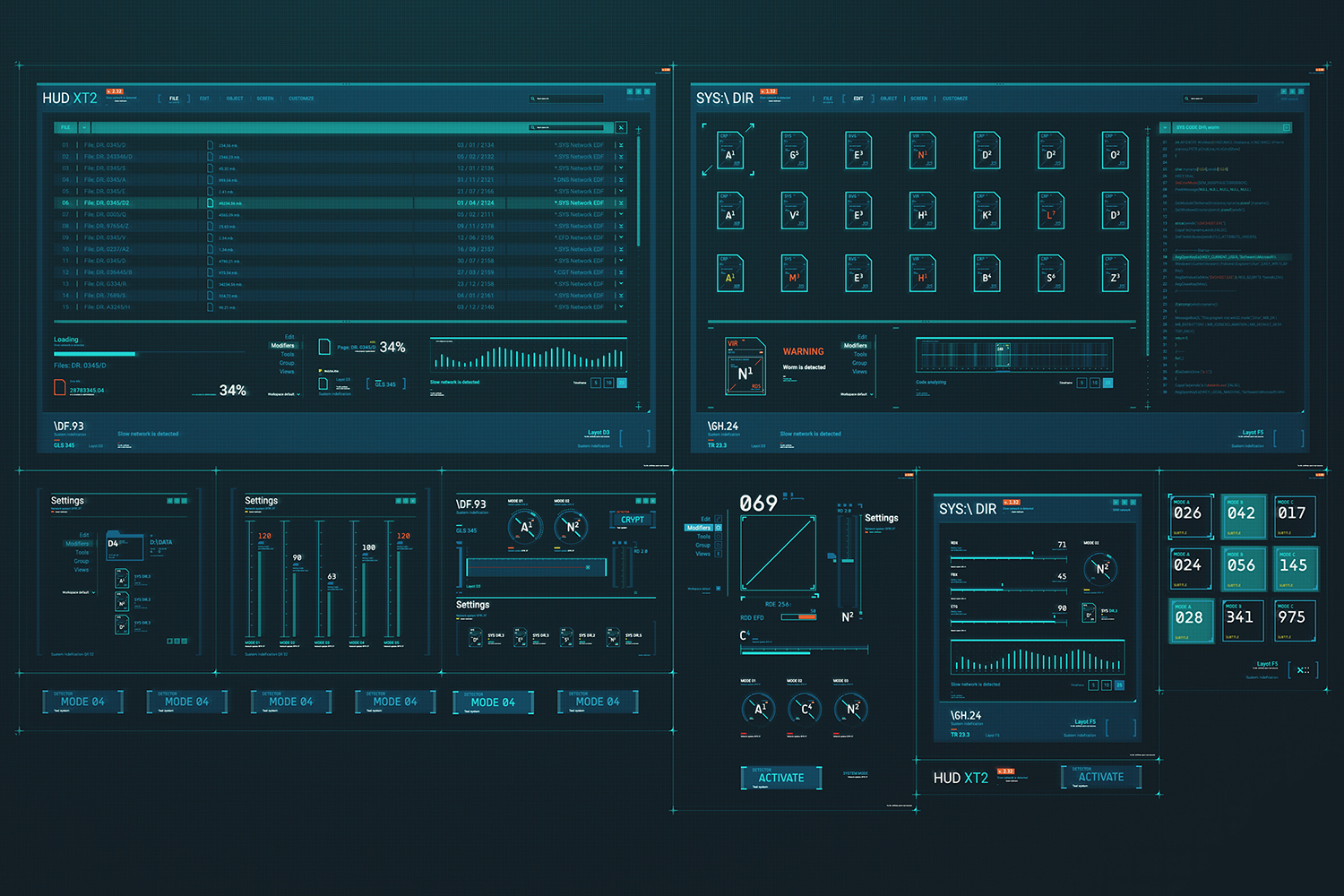 HUD Interface elements XT2 on Yellow Images Creative Store